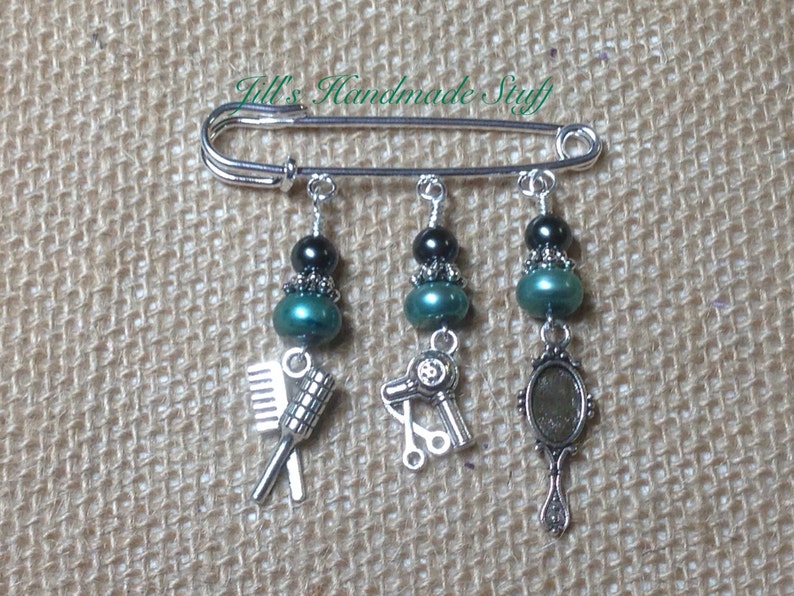 Hair Stylist Beaded Kilt Pin Beautician Jewelry Brooch for | Etsy