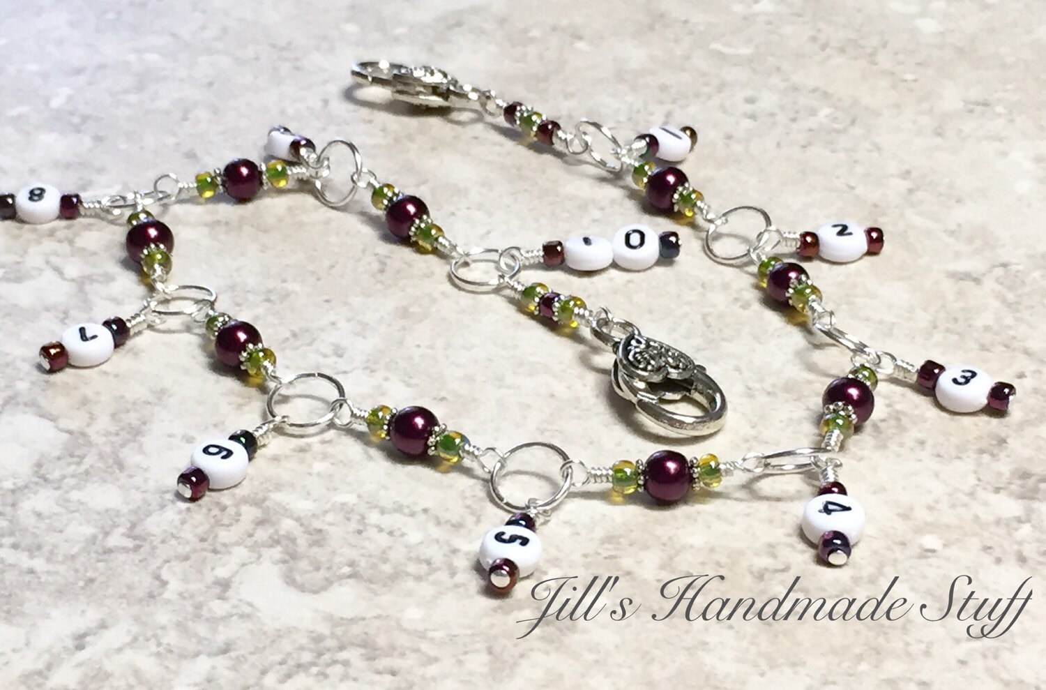 Beaded Knitting Row Counter: Numbered Stitch Marker Chain Counter - Etsy