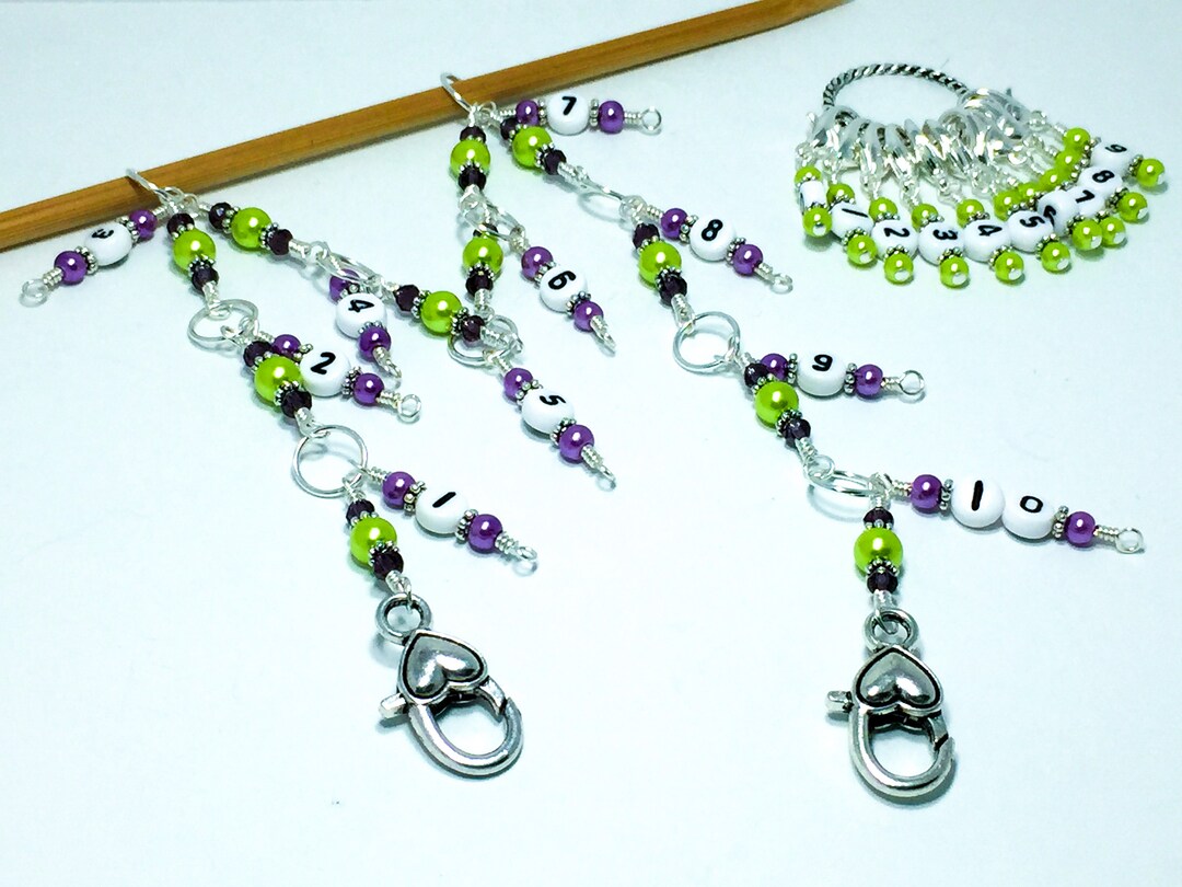Beaded Knitting Row Counter: 1-100 Stitch Markers - Etsy