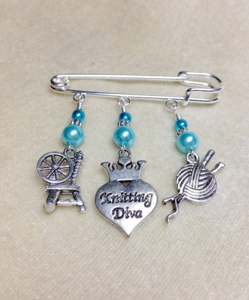 Knitters Shawl Pin | Scarf Pin | Kilt Pin Jewelry | "knitting Diva" Pin ...