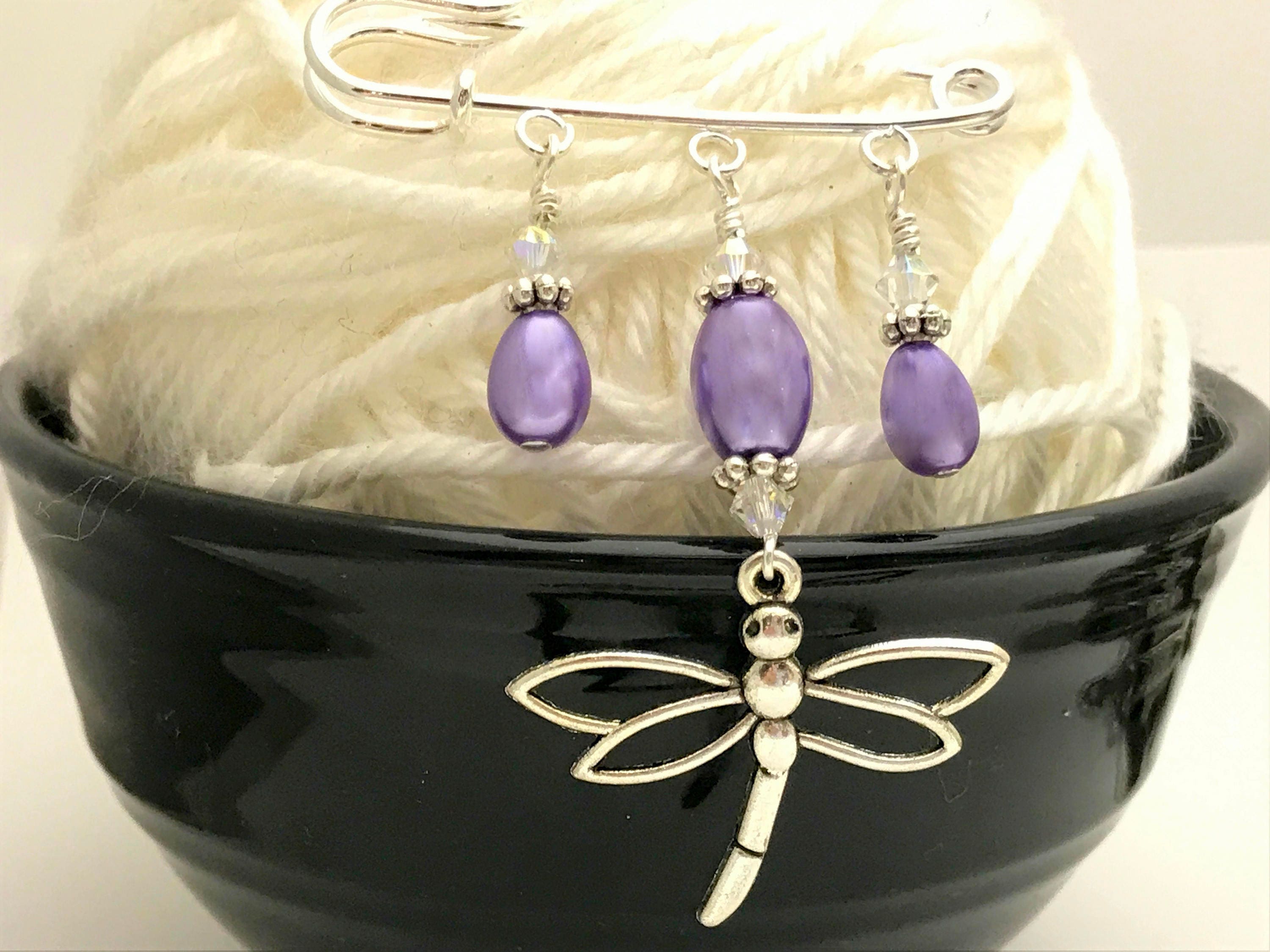 Dragonfly Beaded Shawl Pin Purple Kilt Pin Safety Pin Brooch - Etsy