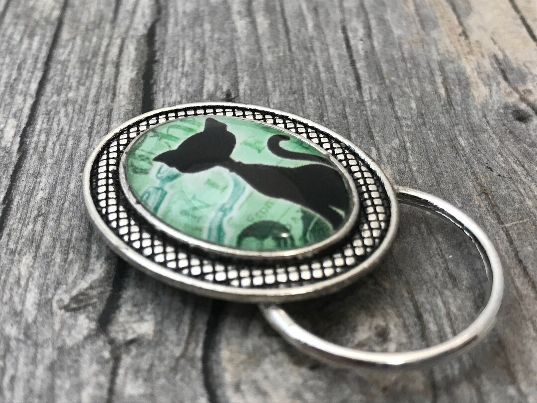 Black Cat ID Badge Holder Eyeglass Brooch Holder Name Tag Pin , Mother ...