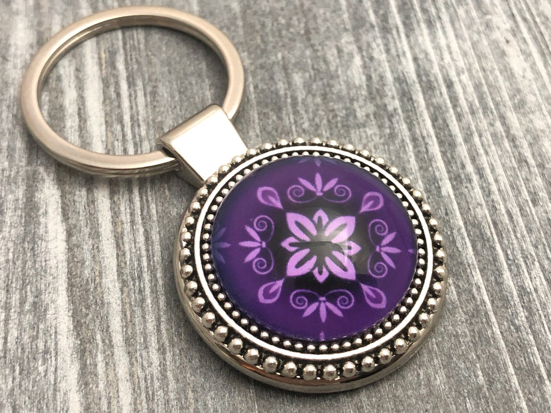 Orchid Damask Keychain: Heavy Duty Key Ring - Etsy