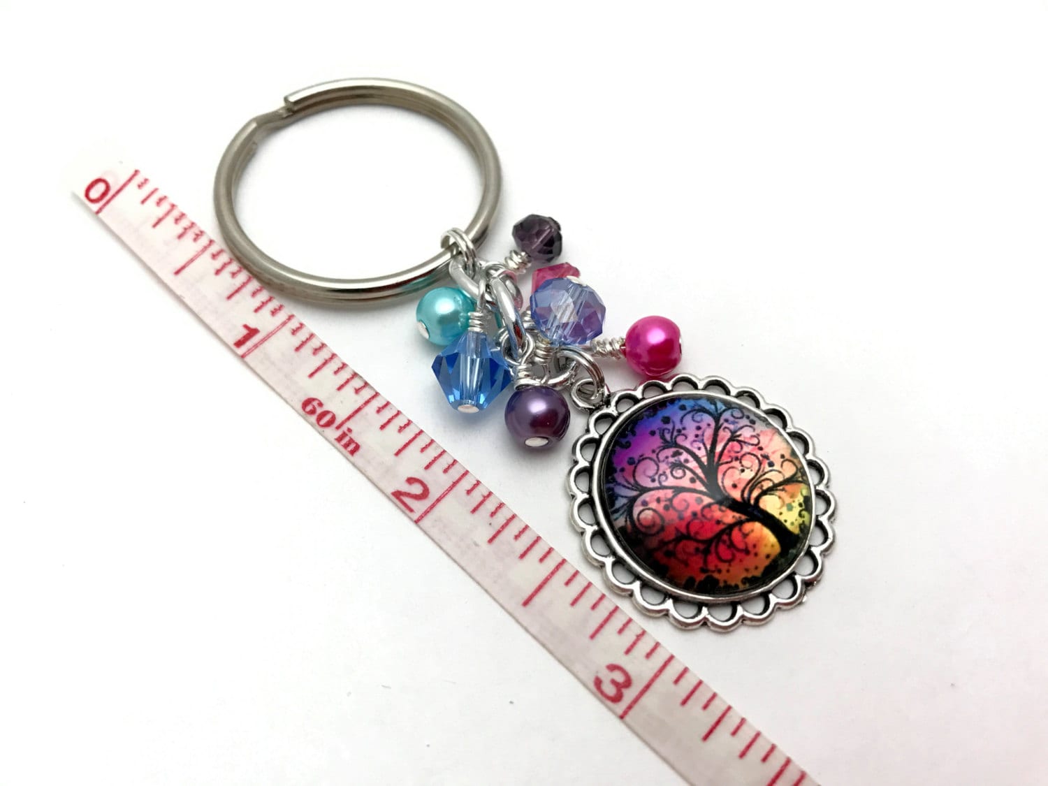 Leafless Tree Keychain - Beaded Key Chains for Women - Key Holder ...