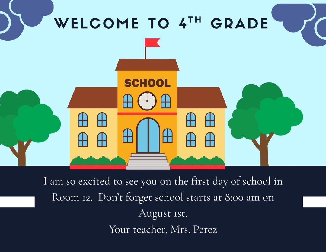 Editable Back to School Postcard for Students – Teacher Welcome Card ...