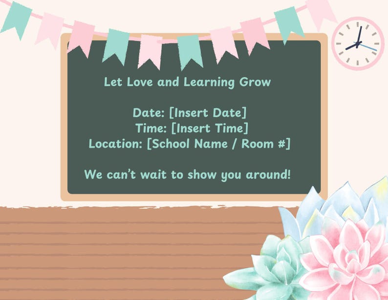Editable Succulent Open House Invitation | Printable Classroom Invite ...