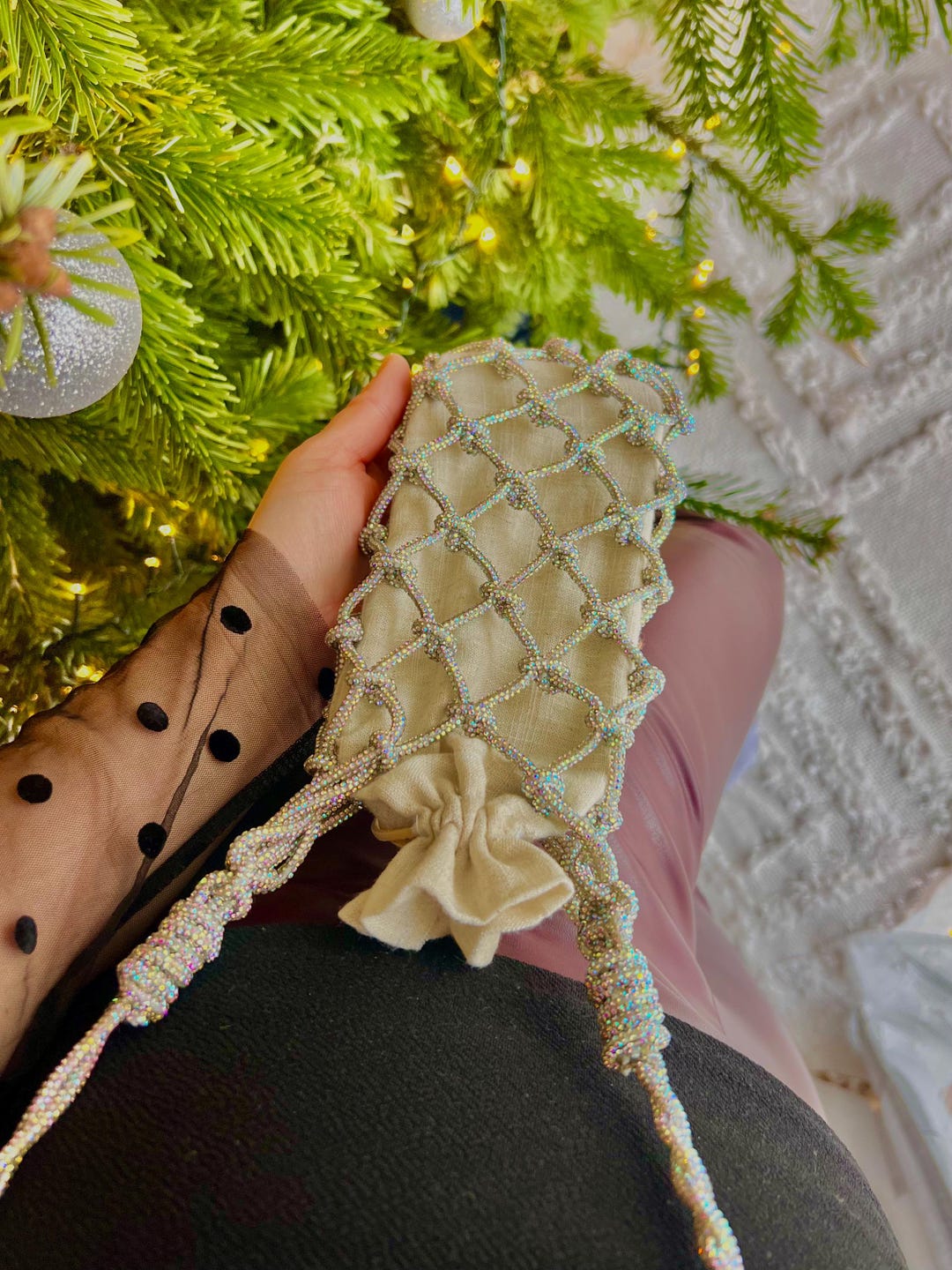 Sparkling Macrame Phone Bag: Metallic Cord Evening & Party Accessory - Etsy