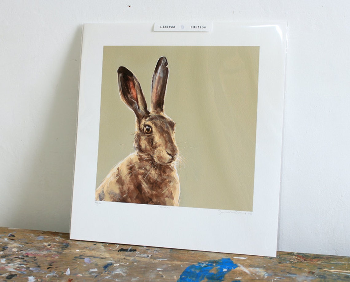 Easter Present Hare Painting Print Unframed Ltd. Ed. Fine - Etsy
