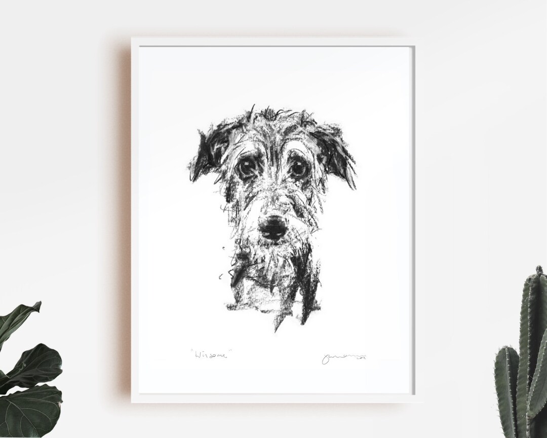 Dog Drawing Print, Lurcher "winsome" - Fine Art Dog Print - Dog Sketch ...