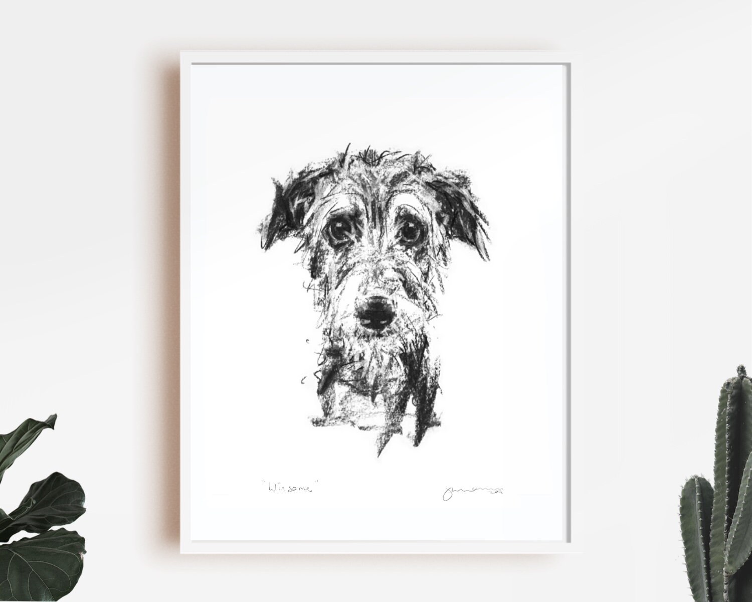 Dog Drawing Print Lurcher winsome Fine Art Dog | Etsy