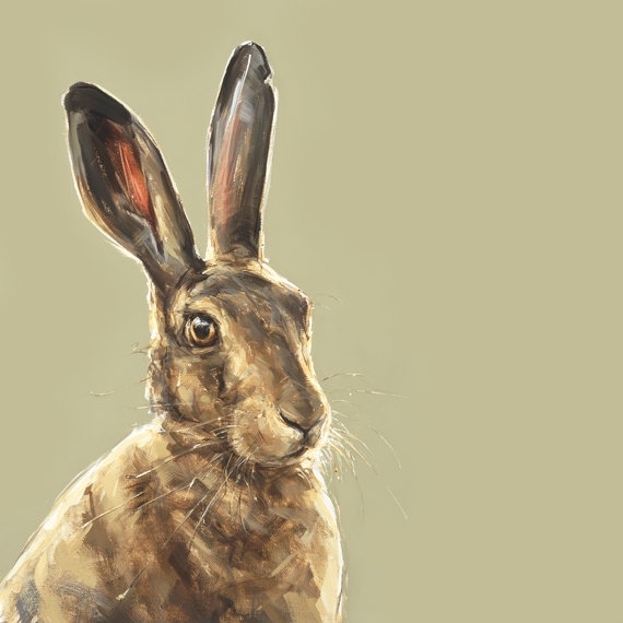 Easter Present Hare Painting Print Unframed Ltd. Ed. Fine - Etsy
