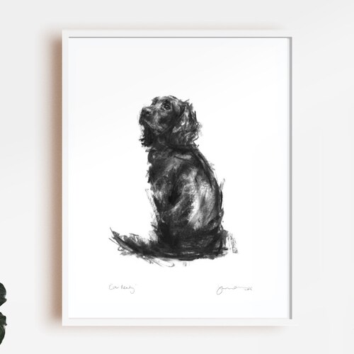 Dog Drawing Print Black Spaniel Sketch Fine Art Dog Print - Etsy UK