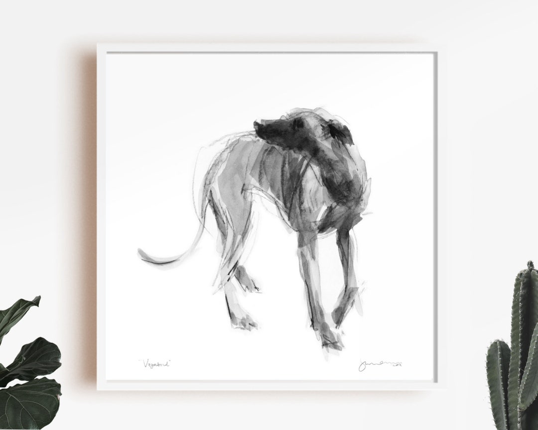 Greyhound Drawing Print, Lurcher "vagabond" - Fine Art Dog Print ...