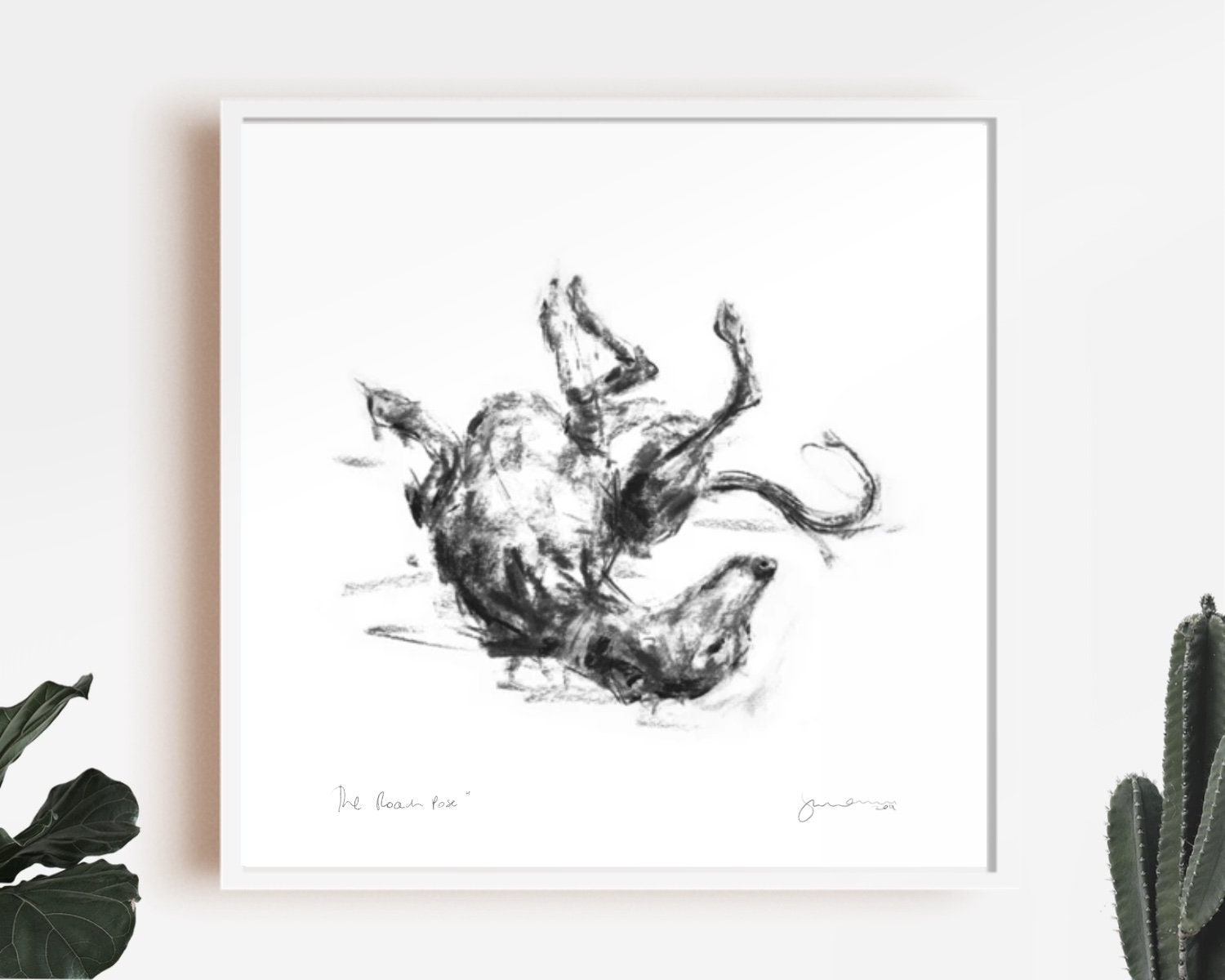 Dog drawing print Whippet Rolling Art Print fine art dog | Etsy