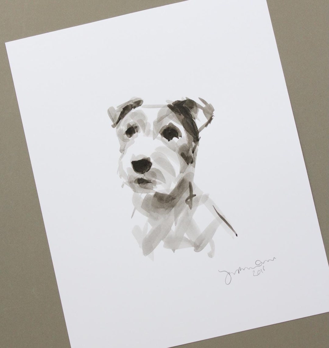Terrier Ink Drawing, ORIGINAL Terrier Dog Sketch Special Gift Terrier ...