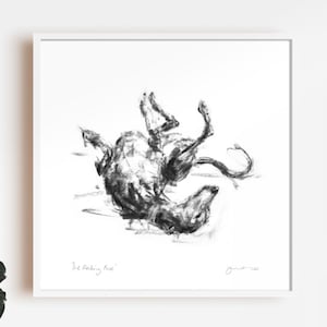 Dog Drawing Print, Whippet Rolling Art Print - Fine Art Dog Print ...