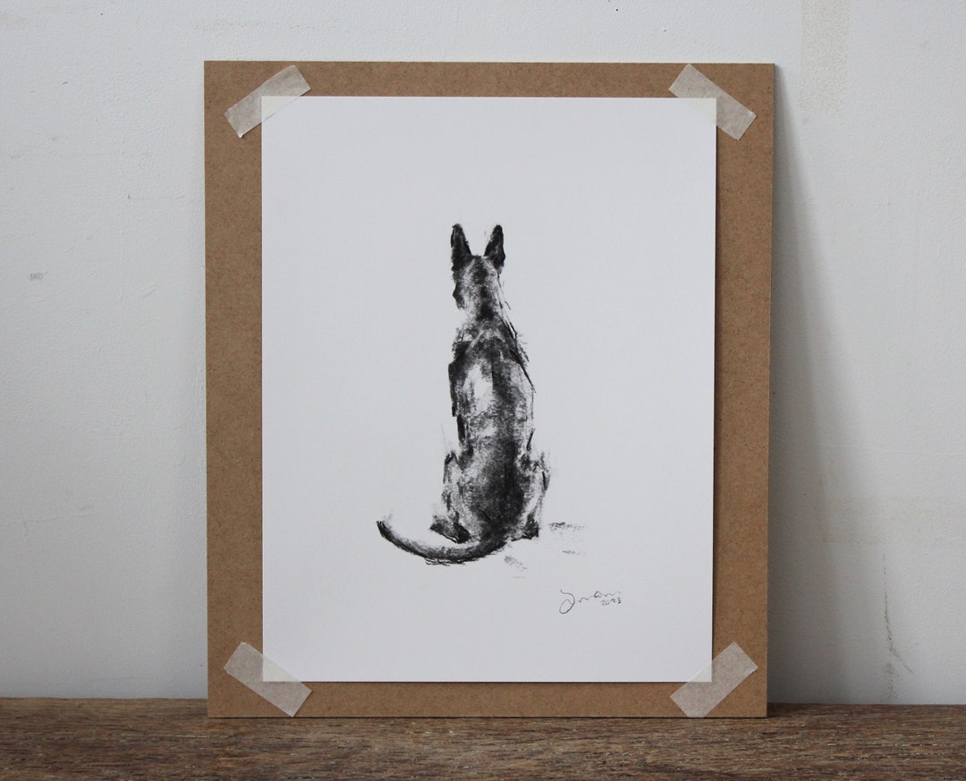 ORIGINAL Charcoal Drawing Malinois, Malinois Gift, Present Malinois ...