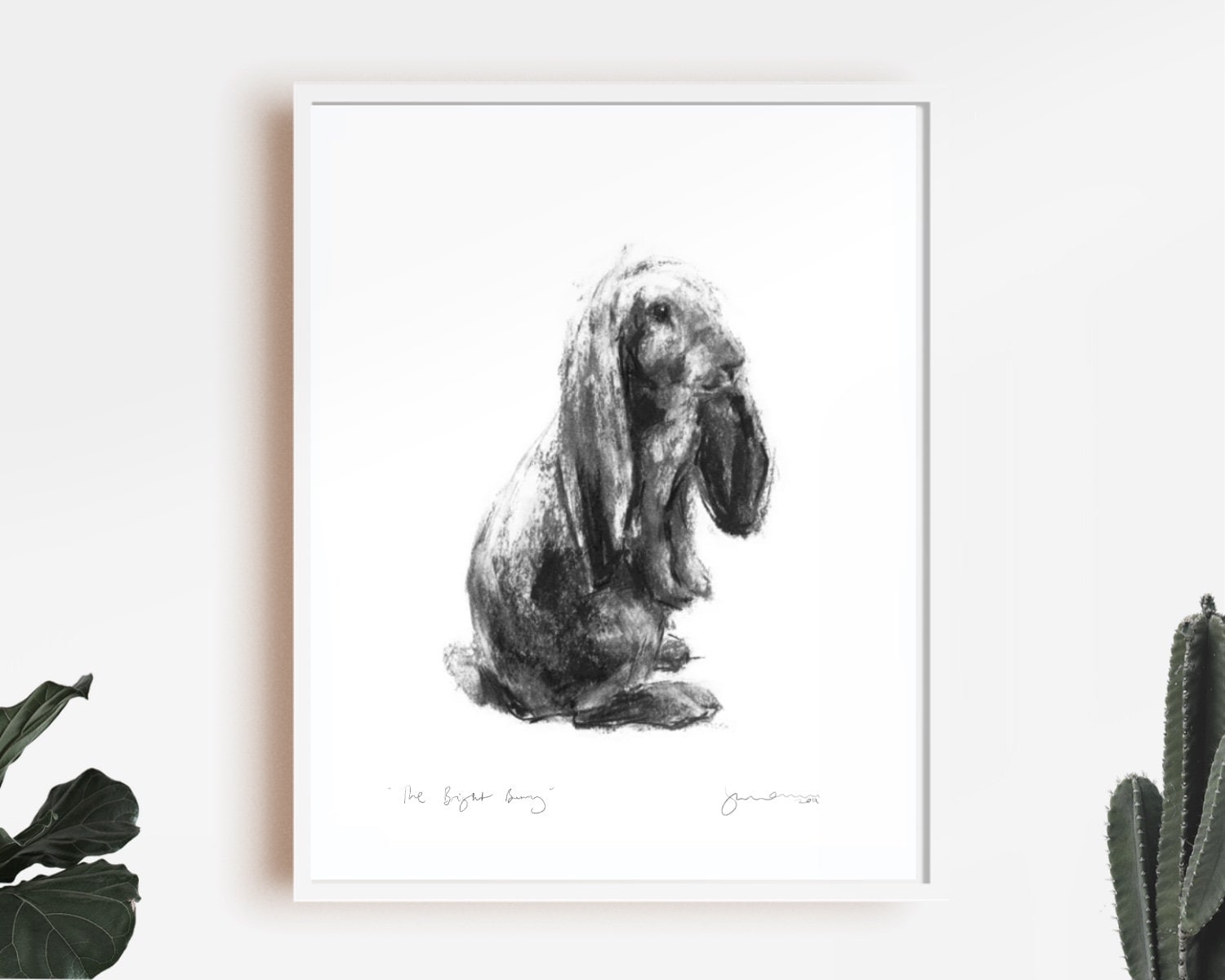 Rabbit drawing print Lop Eared Bunny art print from a | Etsy