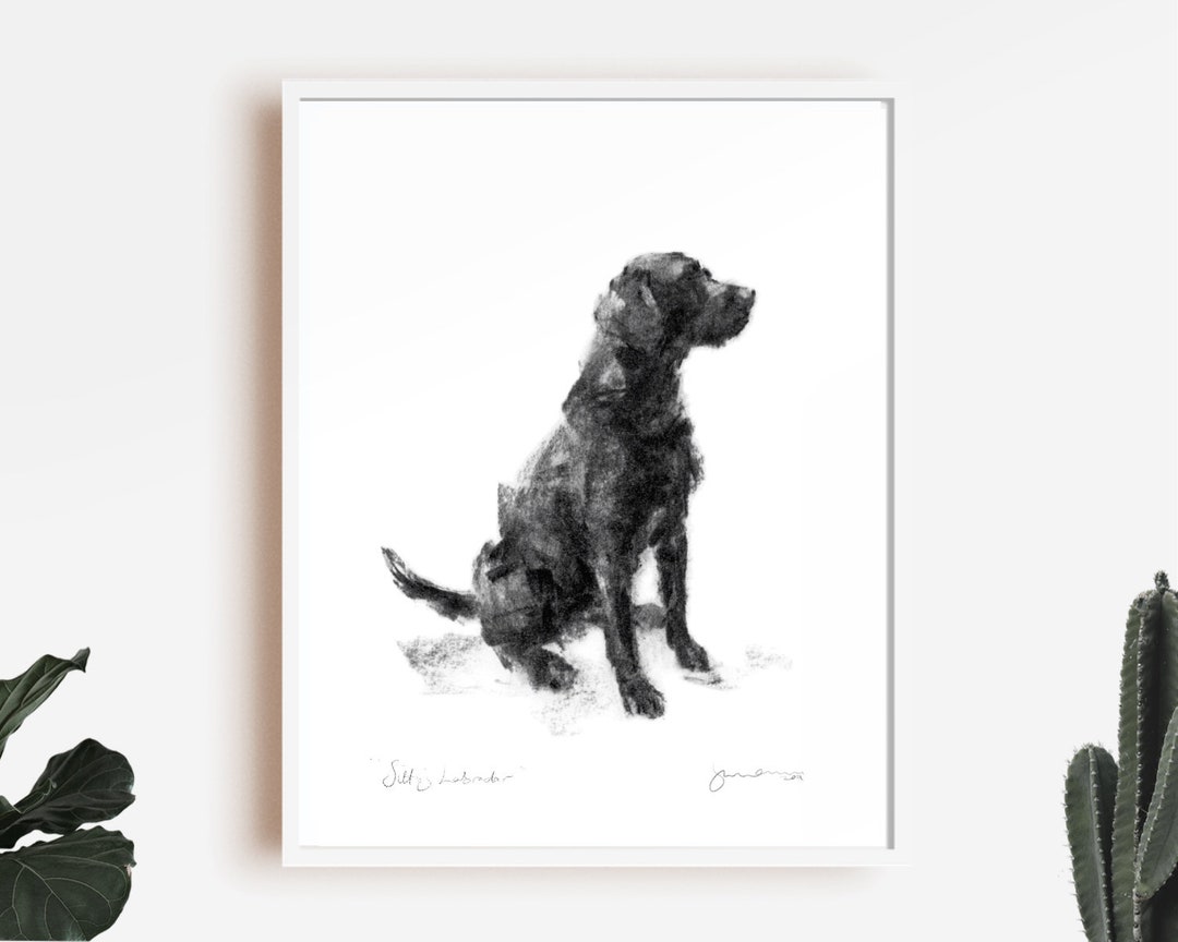 Labrador Dog Print, Dog Drawing Print, - Fine Art Dog Print - Black ...