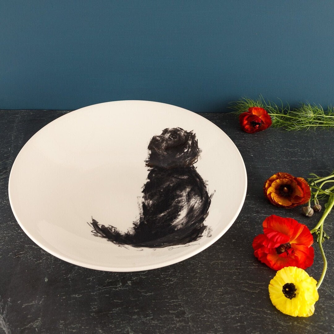 Black Cocker Spaniel Dog Serving Bowl Large Bowl for Salad, Fruit or ...