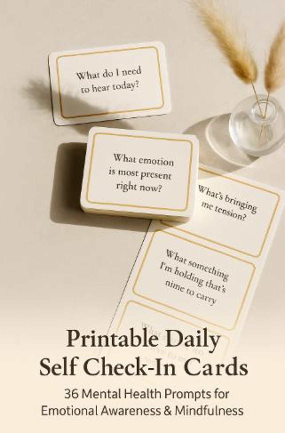 Printable Daily Self Check-in Cards – 36 Mental Health Prompts for ...