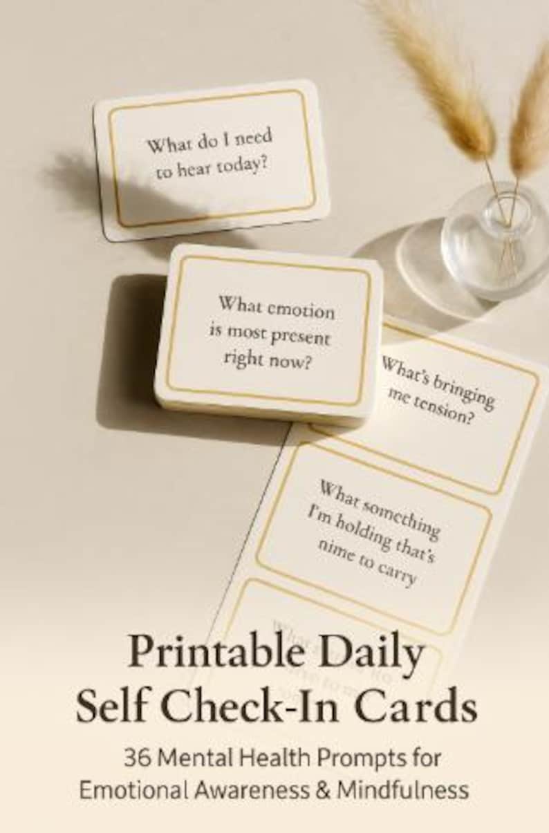 Printable Daily Self Check-in Cards – 36 Mental Health Prompts for ...