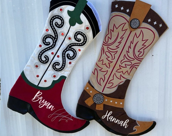 Personalized With Name Cowboy Boot Christmas Stocking 18 - Etsy