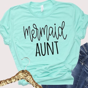 Mermaid Aunt Mint Unisex Adult Tee - Etsy