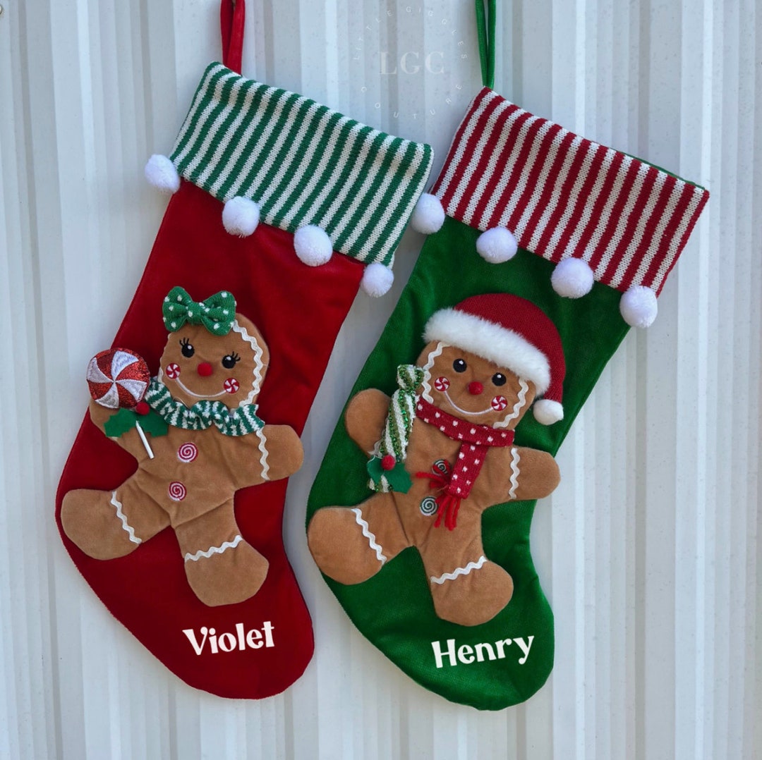 Personalized Gingerbread Christmas Stocking for Boys and Girls Custom ...