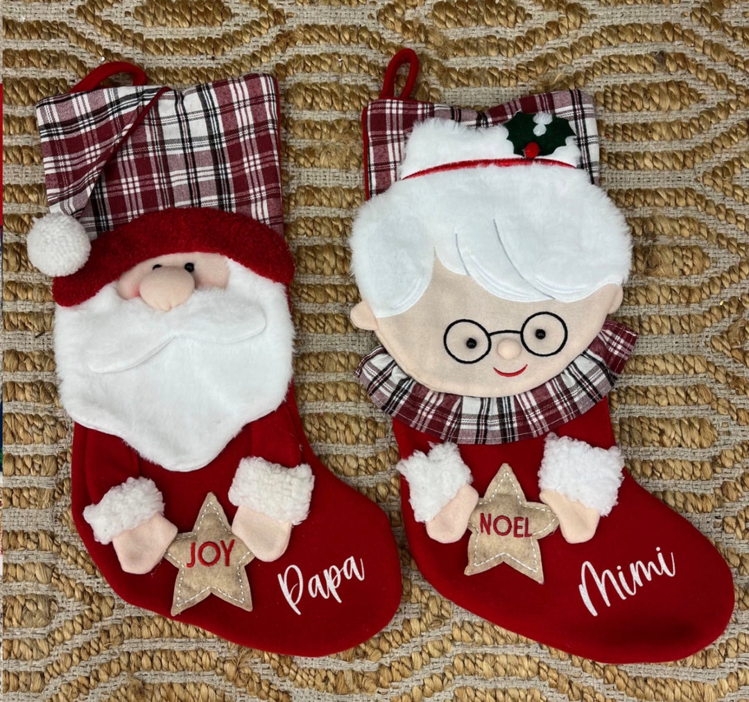 Personalized Christmas Stockings Santa Mrs Claus, Holiday Gift ...