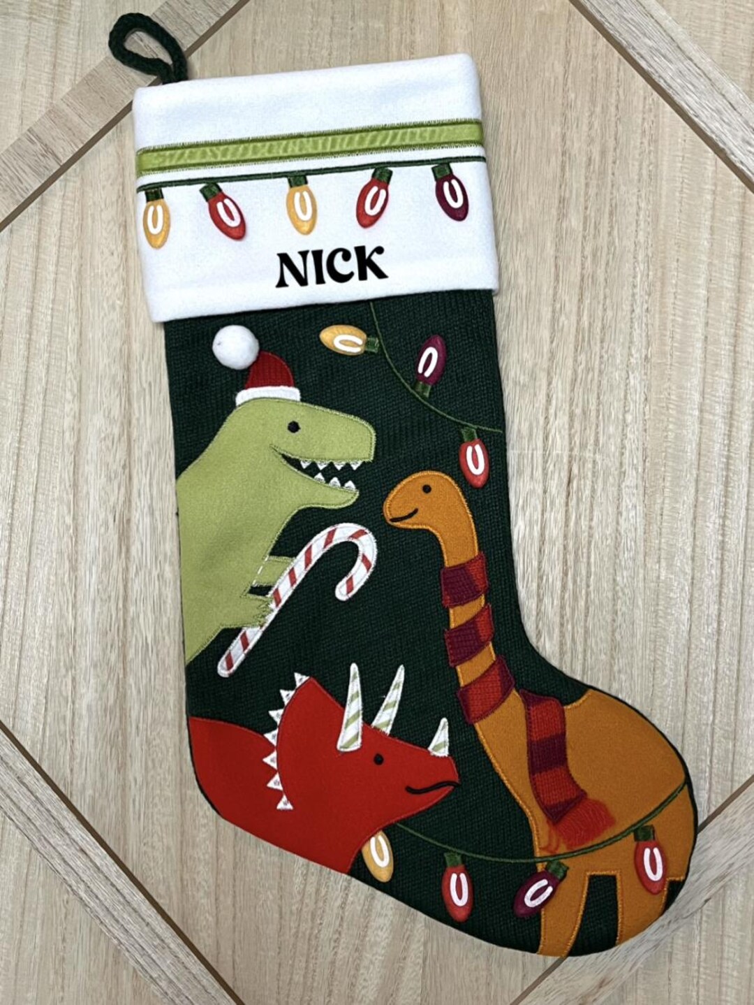 Personalized Any Name Dinosaur Christmas Stocking Kids Custom Holiday ...
