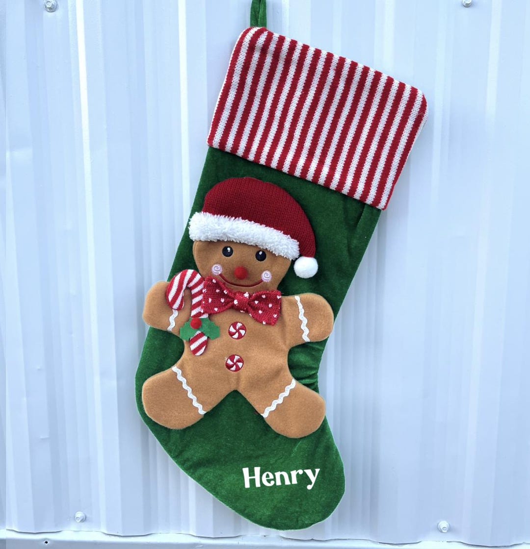 Personalized Gingerbread Christmas Stocking for Boys and Girls Custom Name, Holiday Gift 2024 - Etsy