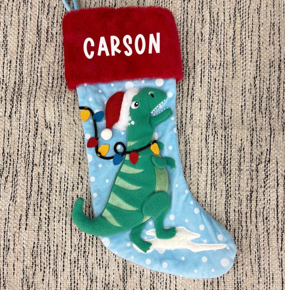 Personalized Dinosaur Christmas Stocking Custom Any Name - Etsy