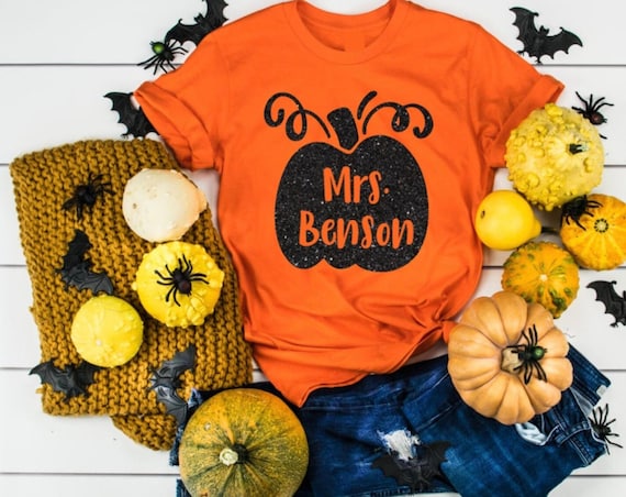Teacher Personalized Pumpkin Fall School Halloween Glitter - Etsy