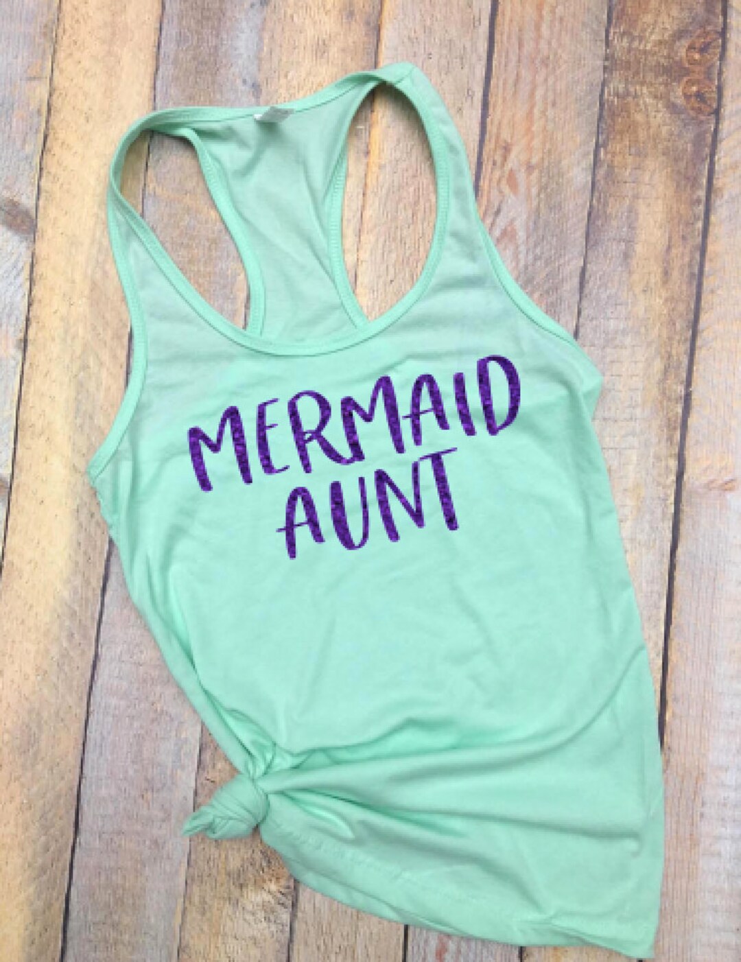 Mermaid Aunt Mint Purple Glitter Tank Womens Sizes S-xxl - Etsy