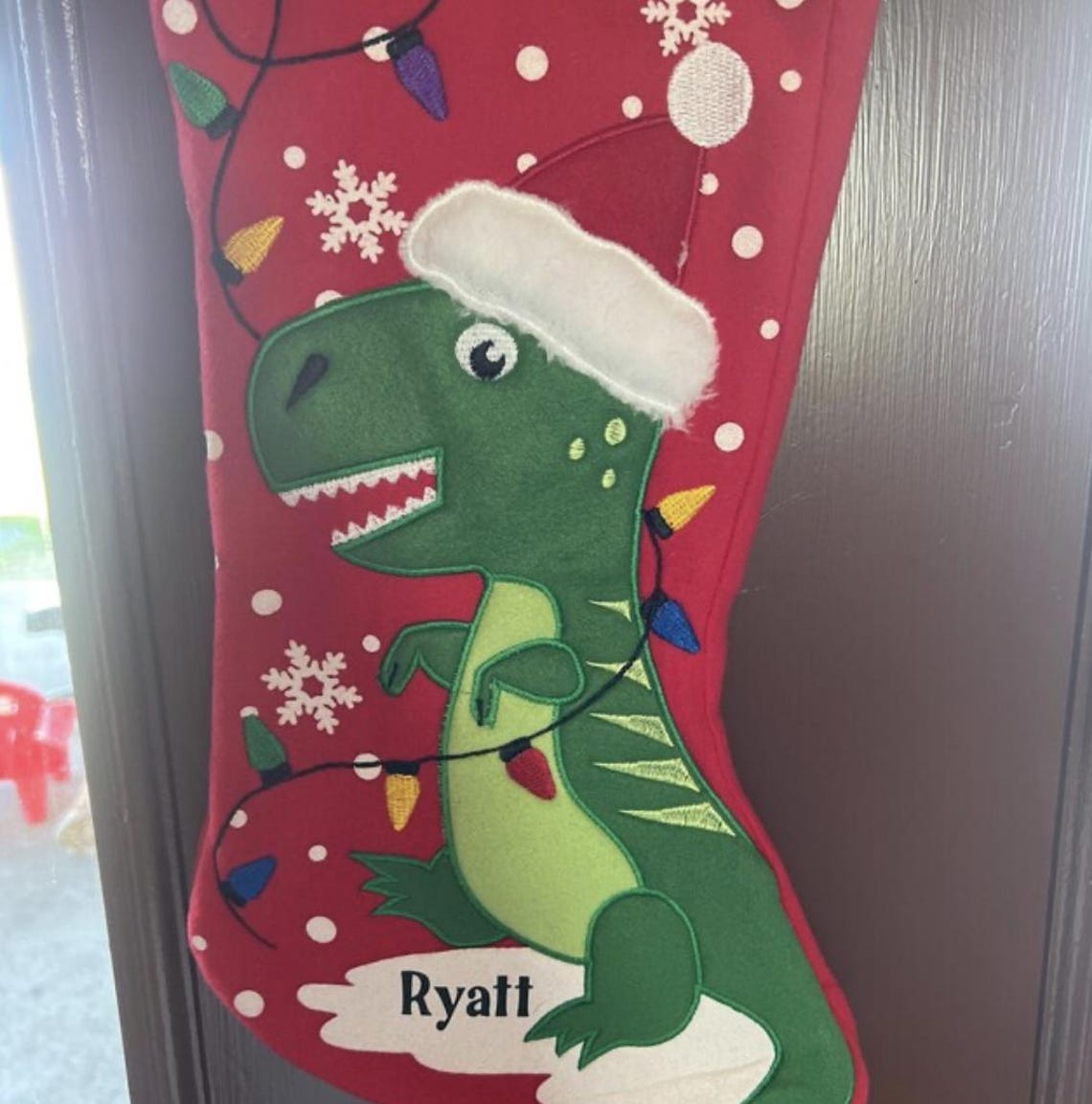 Personalized Any Name Dinosaur Christmas Stocking Kids Custom Holiday ...