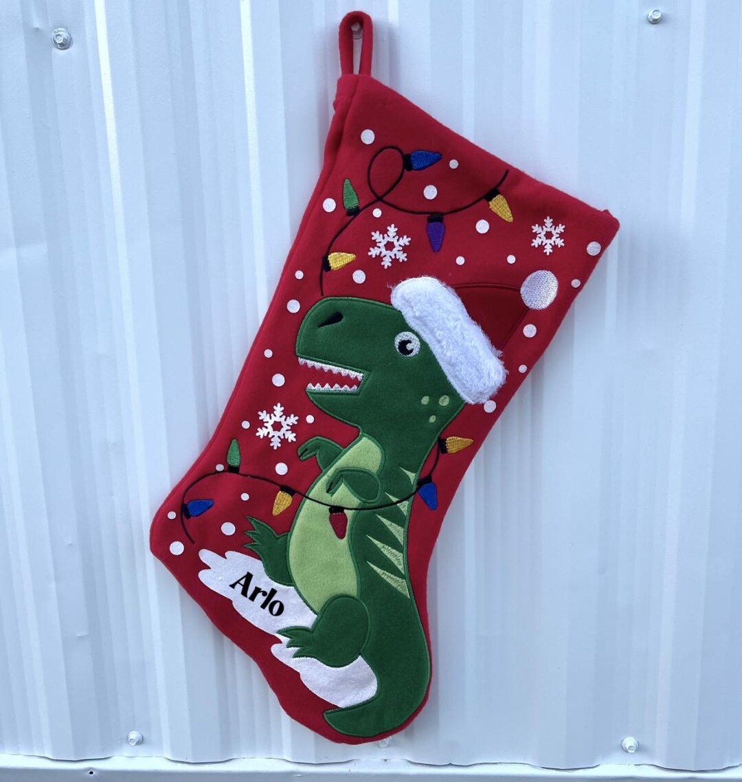 Personalized Any Name Dinosaur Christmas Stocking Kids Custom Holiday ...