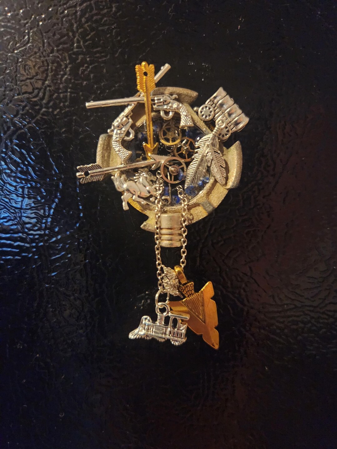 Old West Cowboy Native Indian Patriotic Themed Steampunk Magnet Trinket ...