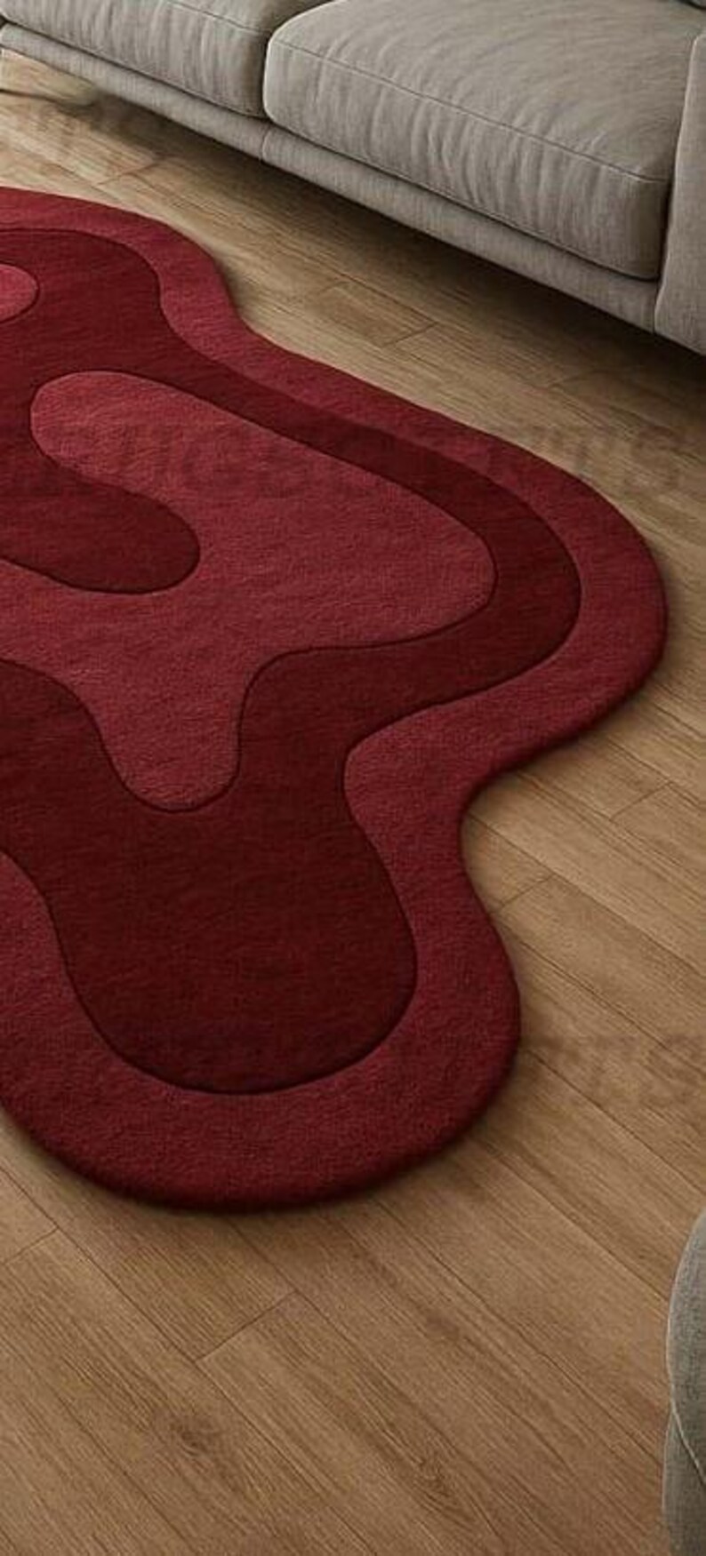 Handmade Abstract Wool Rug, Modern Red Irregular Carpet - Etsy