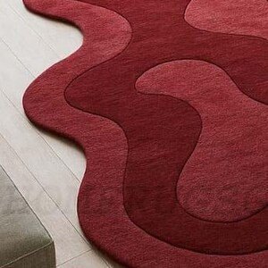 Handmade Abstract Wool Rug, Modern Red Irregular Carpet - Etsy