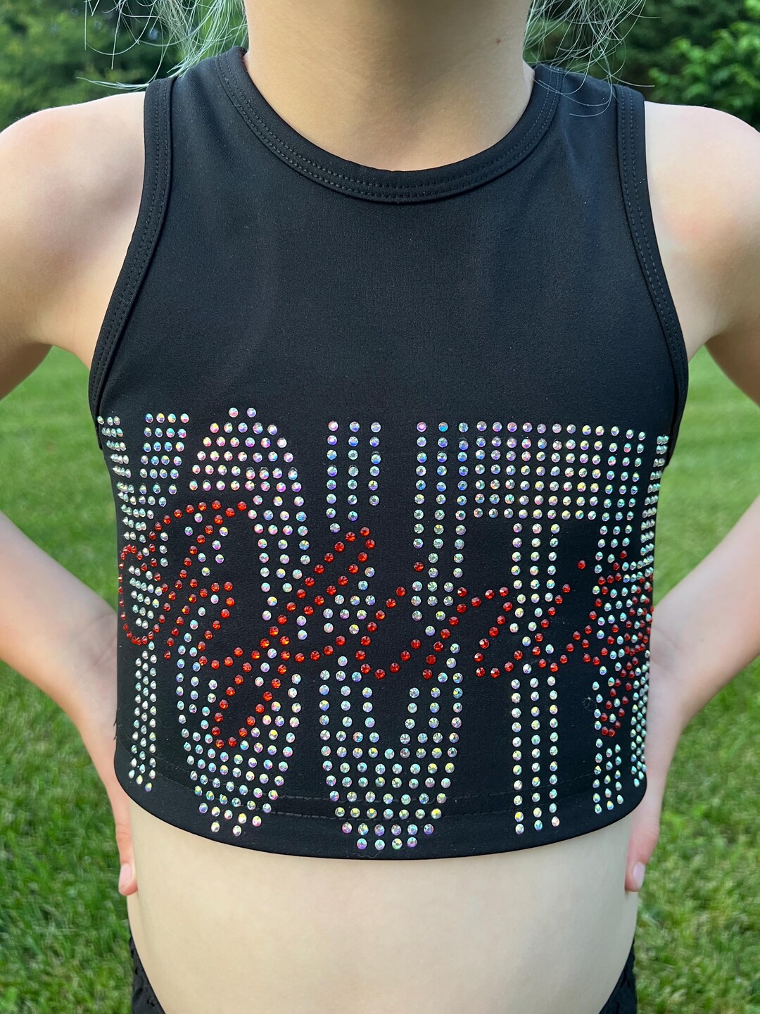 Custom Rhinestone Team Sports Bra- Cheer, Practice Wear - Personalized ...