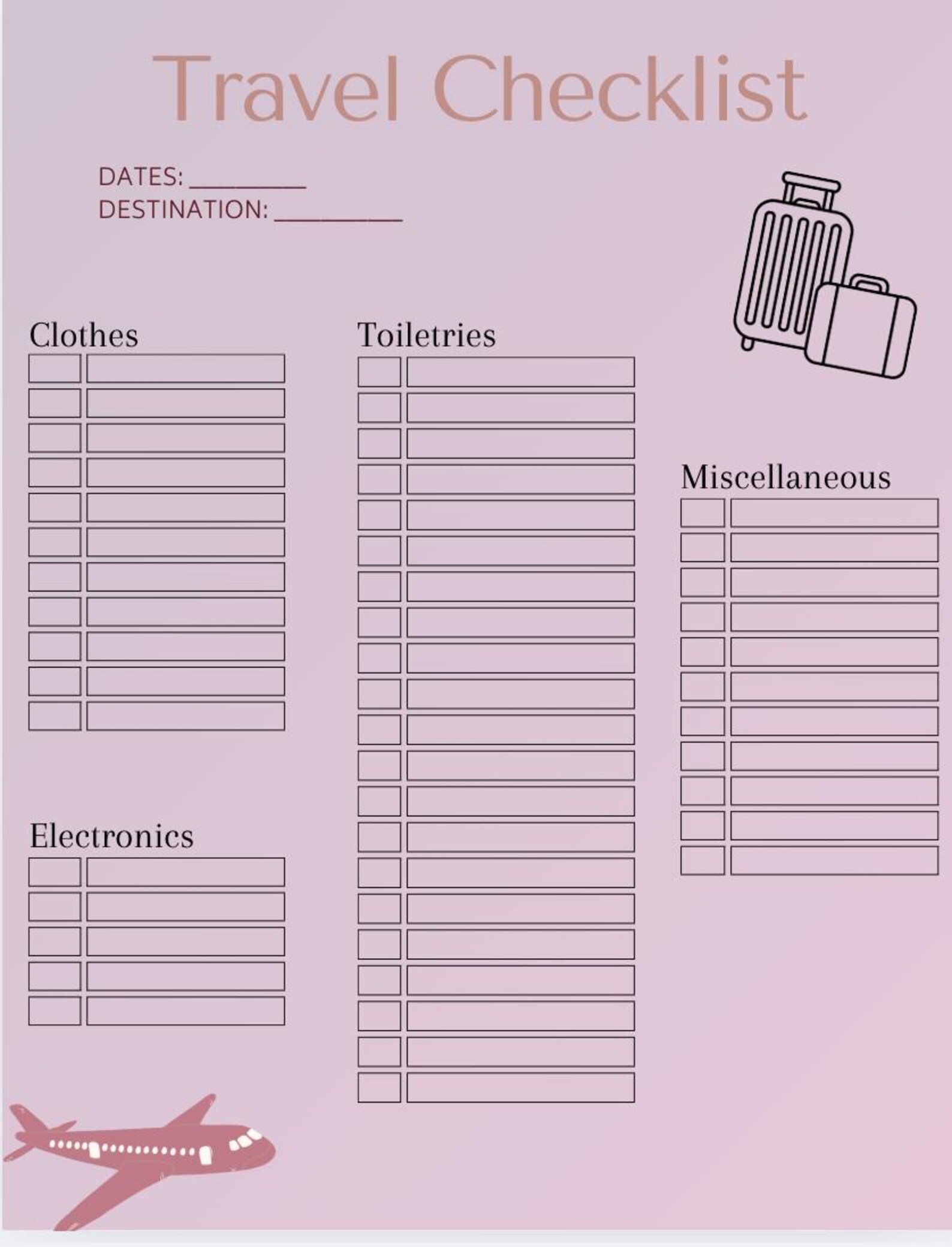 Editable Canva Travel Checklist | Instant Digital Download - Etsy