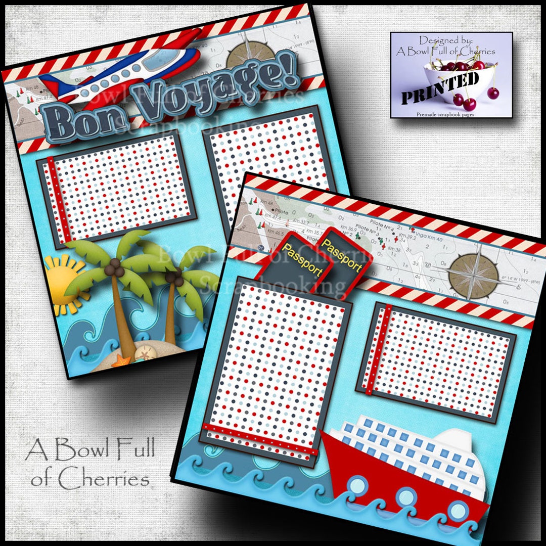 Bon Voyage ~ Ship Island VACATION Travel ~ Ocean View 2 Premade Printed ...