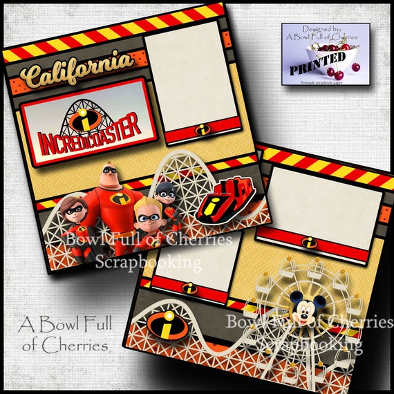 California Adventure Park 0017 2 Premade Printed Scrapbook Pages paper ...
