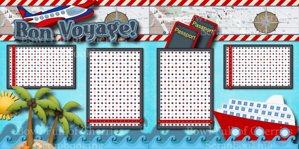 Bon Voyage ~ Ship Island VACATION Travel ~ Ocean View 2 Premade Printed ...