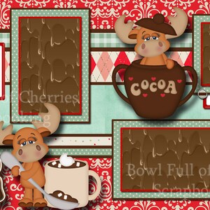 Winter I Love Cocoa Hot Chocolate Printed 2 Premade Scrapbook Pages Ez ...