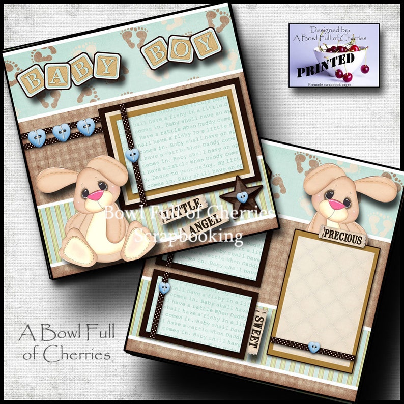 BABY BOY Printed 2 Premade Scrapbook Pages Ez Pages Layout Quick ...
