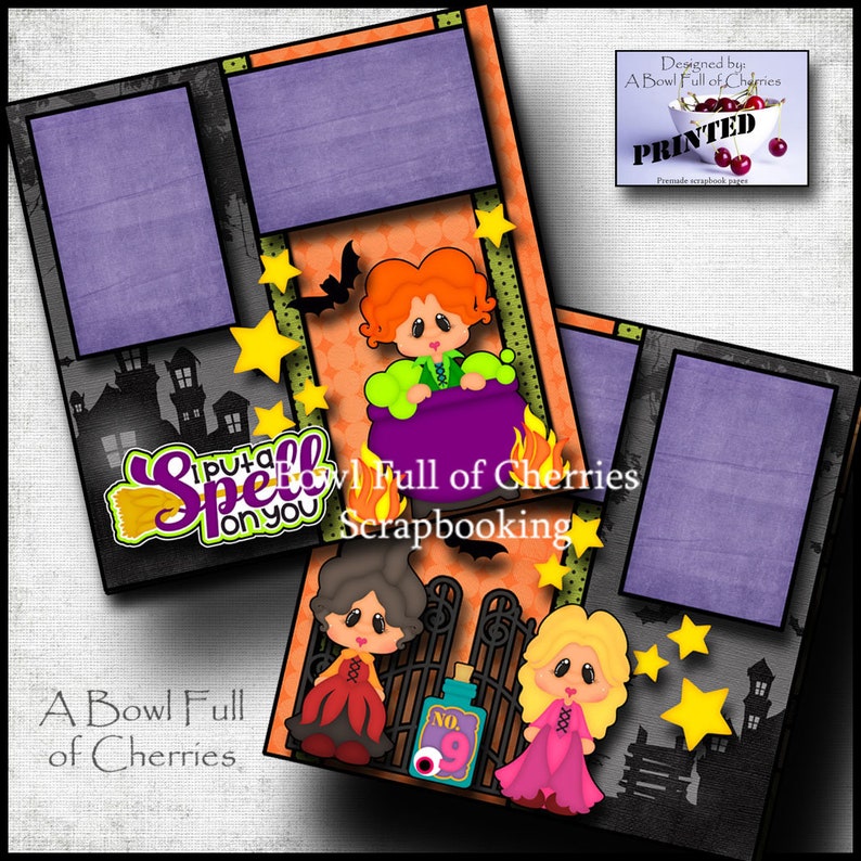 HOCUS POCUS ~ DISNEY Halloween Printed 2 Premade Scrapbook Pages Ez ...