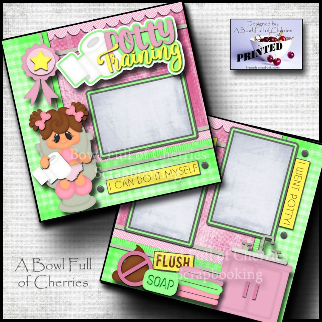 POTTY TRAINING Baby Girl Toddler ~ Printed 2 Premade Scrapbook Pages Ez ...