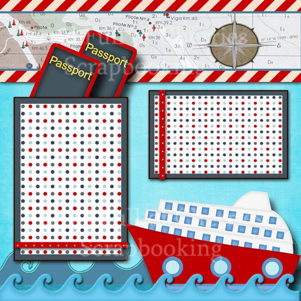 Bon Voyage ~ Ship Island VACATION Travel ~ Ocean View 2 Premade Printed ...